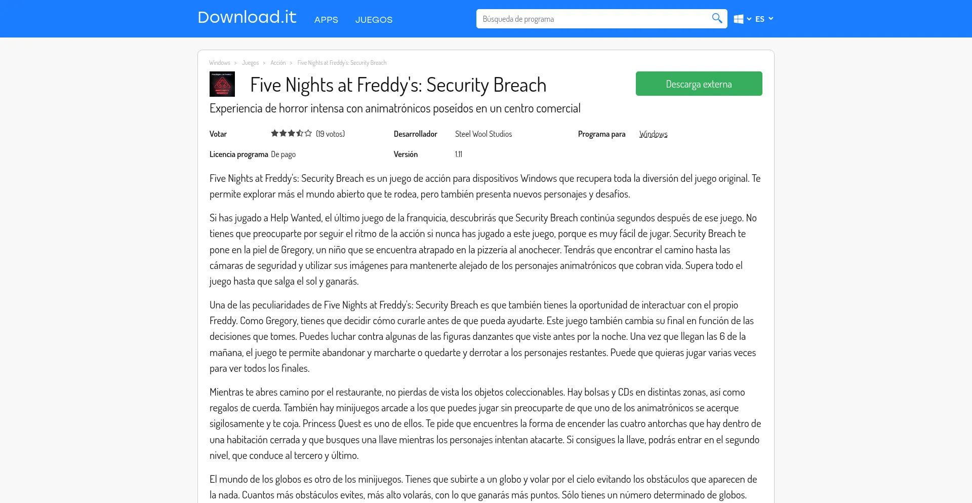 Fnaf-security-breach.es.download.it Відгуки – Чи безпечний і надійний сайт?